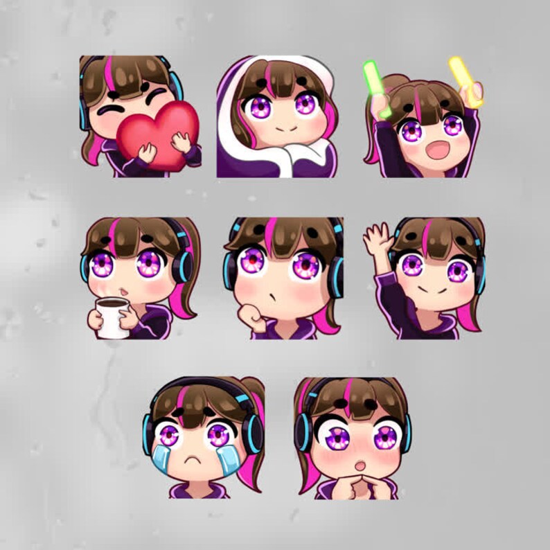 Neon Twitch Emotes | Neon/lofi/chill Vibe Emotes | Formatted for Twitch ...