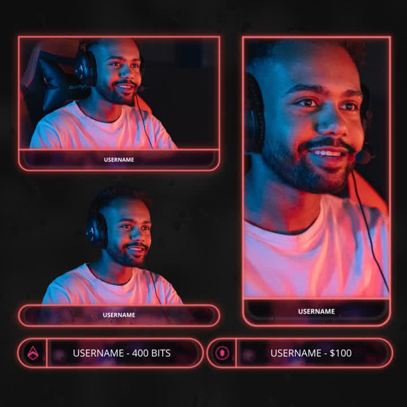 Neon Animated Stream/twitch Overlays Pack | Lo-fi/neon Streamer Package ...