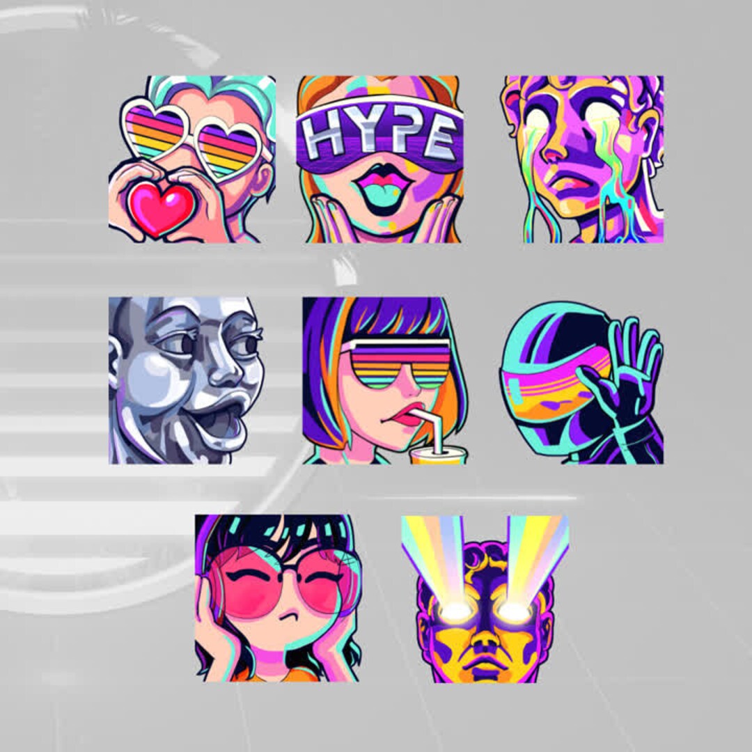 Hyperchrome Twitch Emotes | Synthwave/80s/retro Gaming Emotes ...