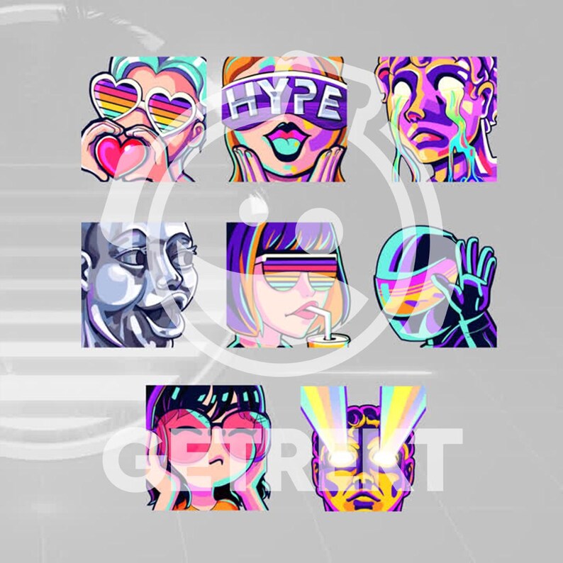 Hyperchrome Twitch Emotes | Synthwave/80s/retro Gaming Emotes ...