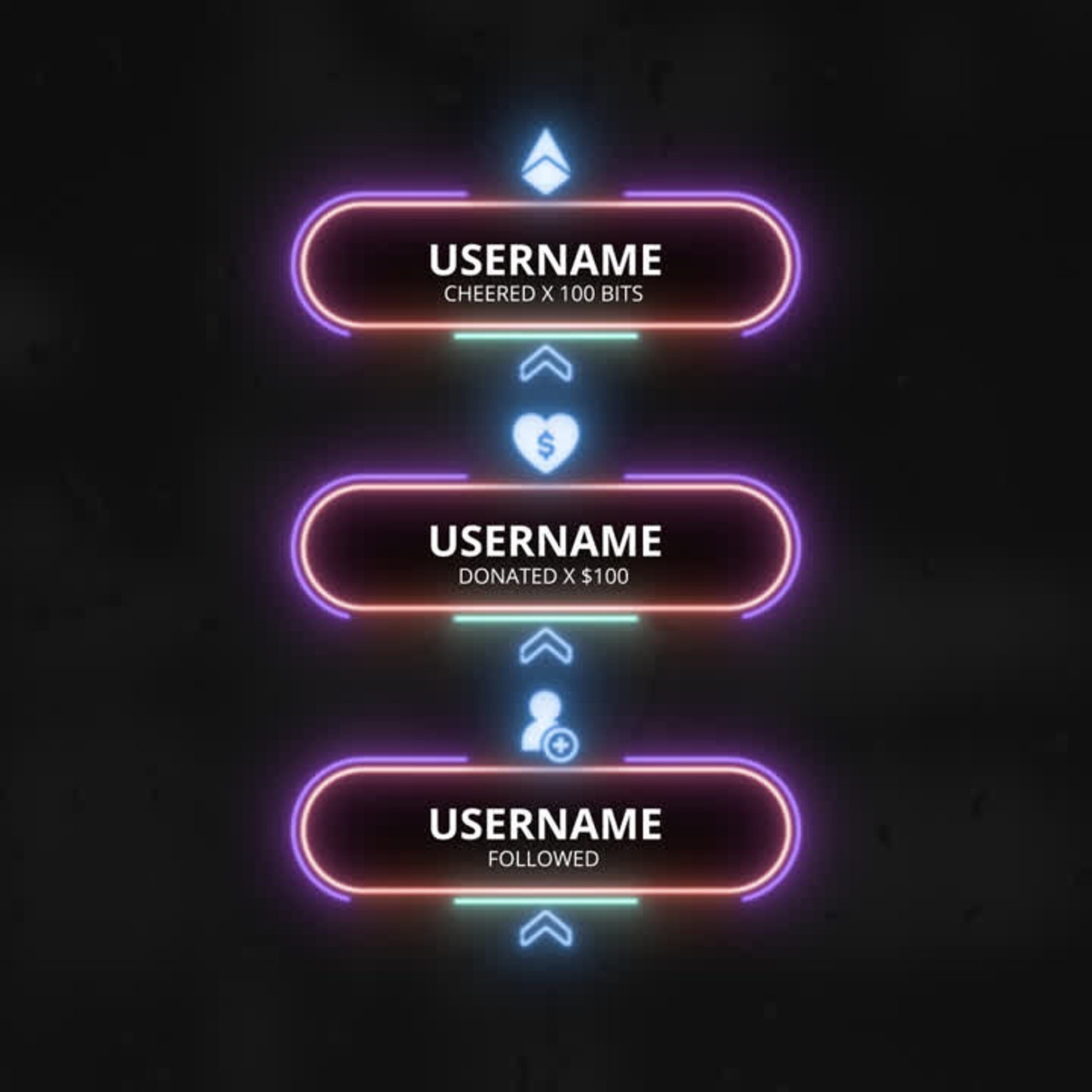 Neon Animated Stream/twitch Overlays Pack | Lo-fi/neon Streamer Package ...