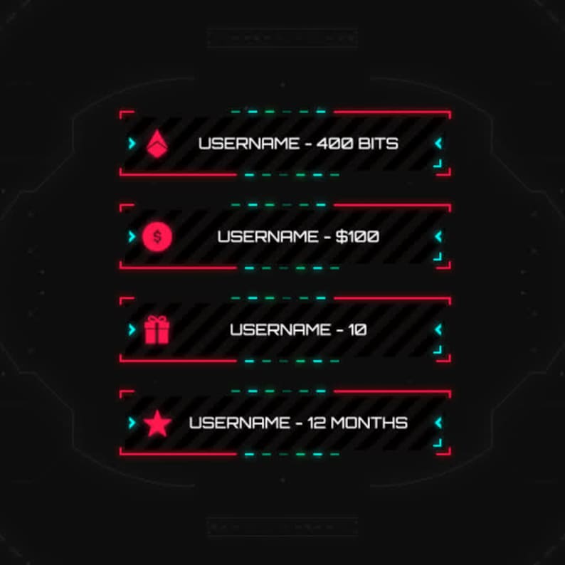 HUD Animated Stream/twitch Overlays Pack Technology/hud Streamer Pack ...
