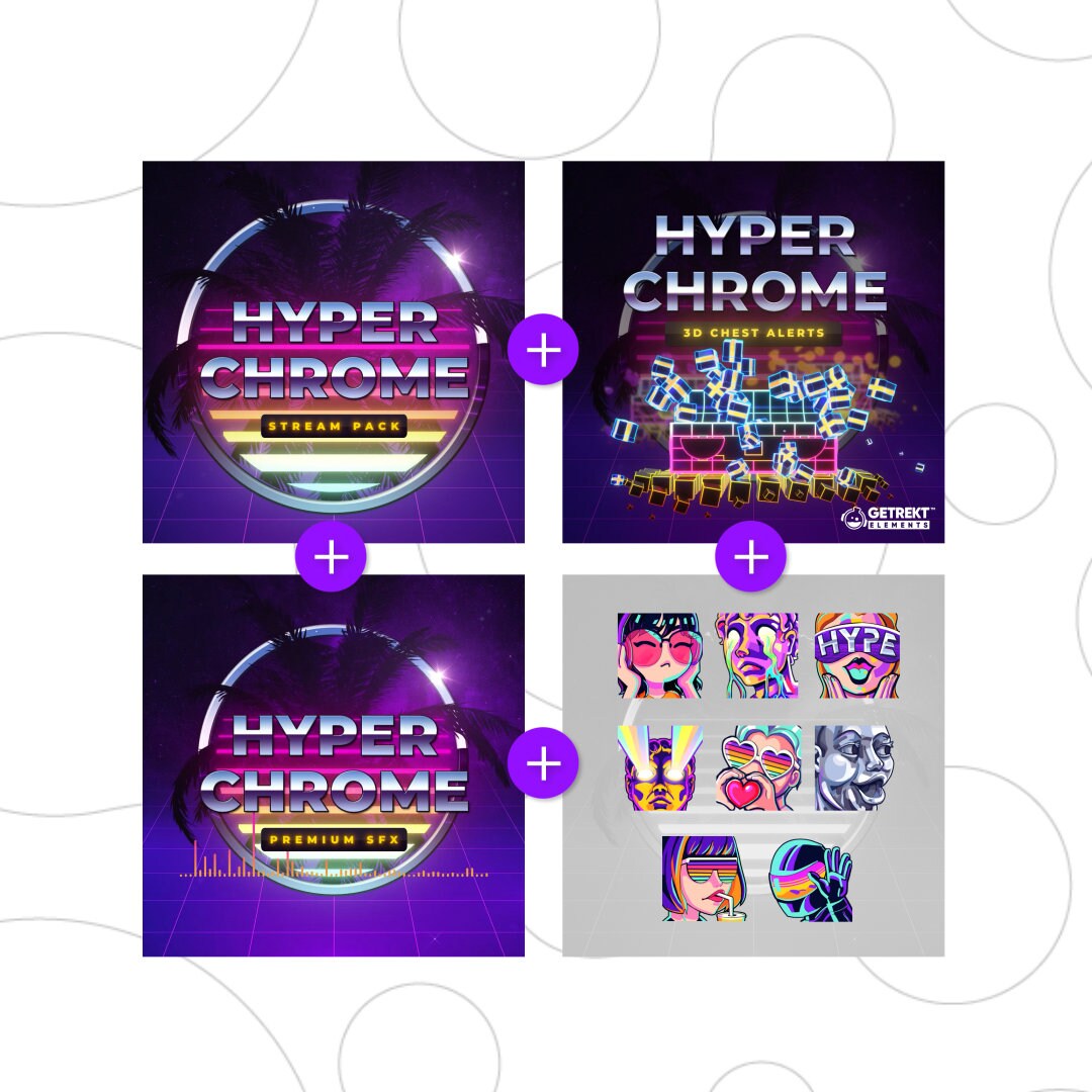 Hyperchrome Ultimate Stream/twitch Overlays Bundle | Synthwave Streamer ...