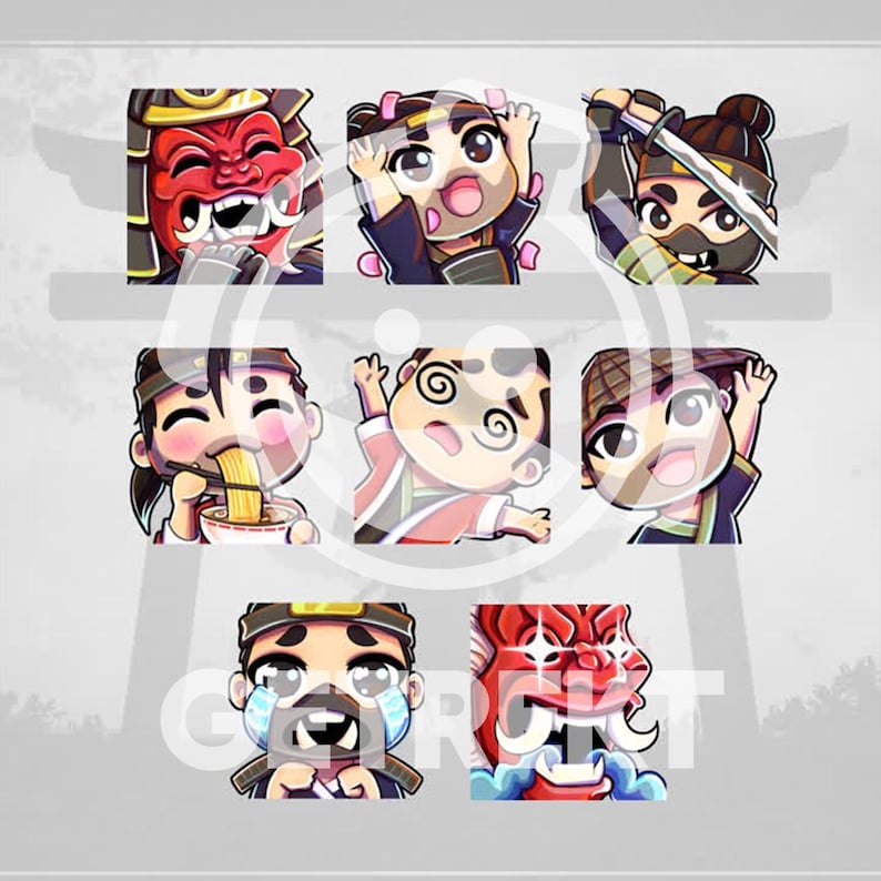 Shogun Twitch Emotes | Samurai/japanese/anime Emotes | Formatted for ...