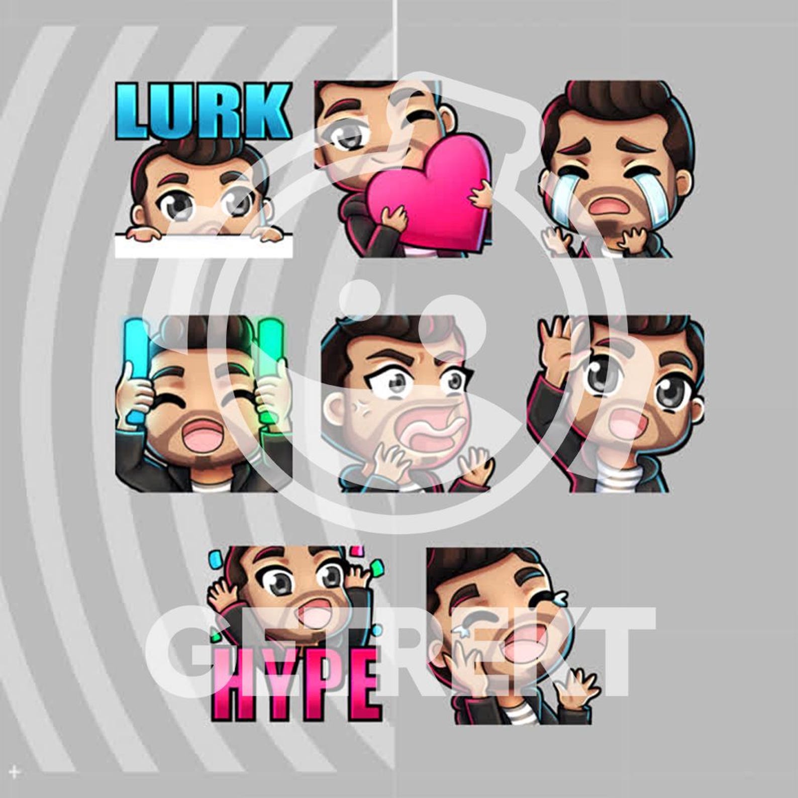 Grid Twitch Emotes | Minimal/gamer/hype Emotes | Formatted for Twitch ...