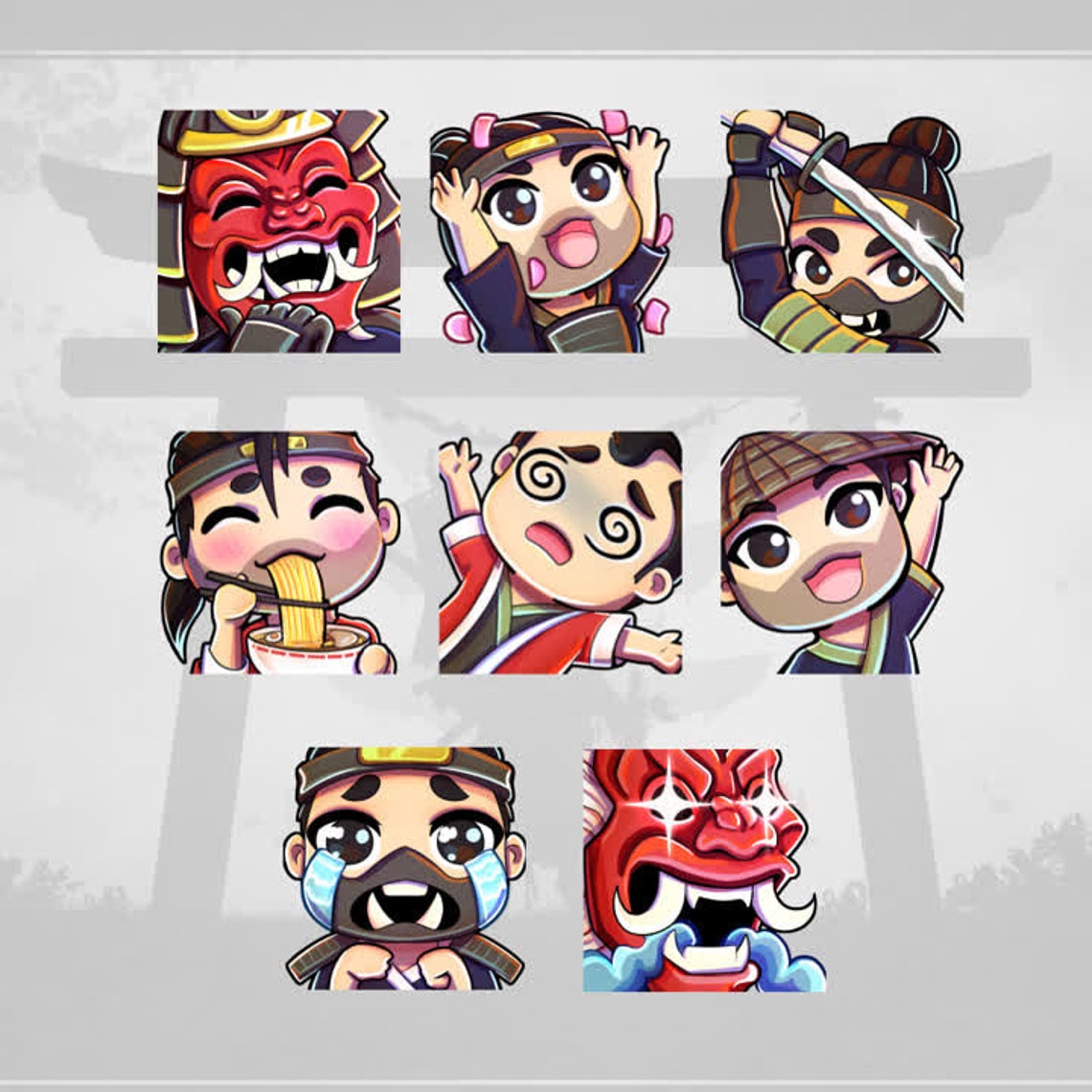 Shogun Twitch Emotes | Samurai/japanese/anime Emotes | Formatted for ...