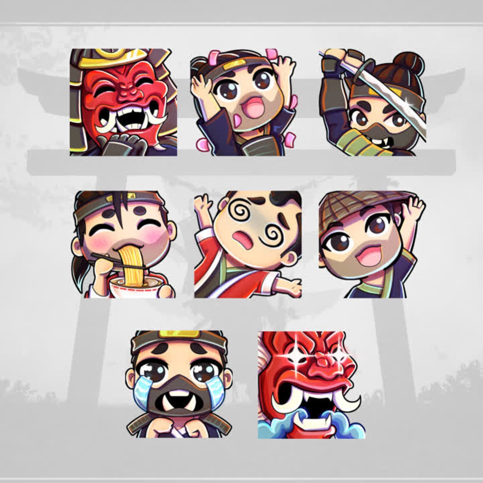 Shogun Twitch Emotes | Samurai/japanese/anime Emotes | Formatted for ...