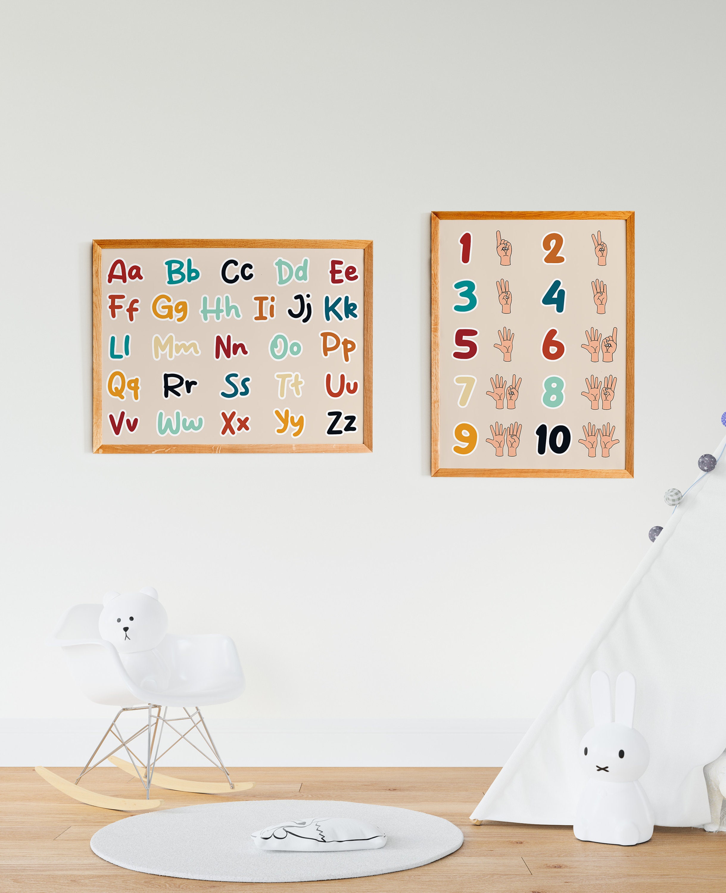 Educational Alphabet and Numbers Printable Poster, Wall Art Print, Set ...