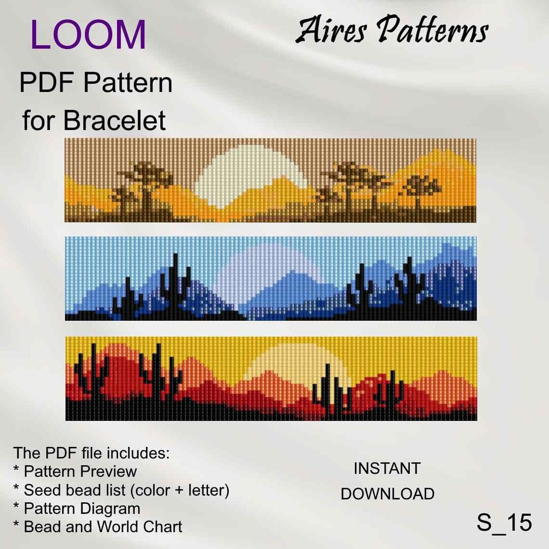Miyuki Delica Bead Loom Bracelet Patterns: Desert Sunrise Sunset (PDF ...