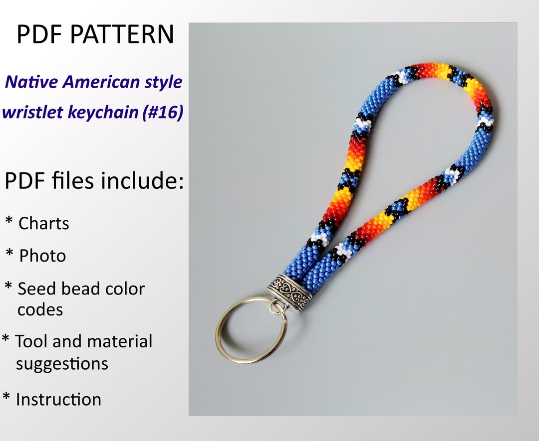 PDF Pattern Native American Inspired, Indian Style Wristlet Keychain ...