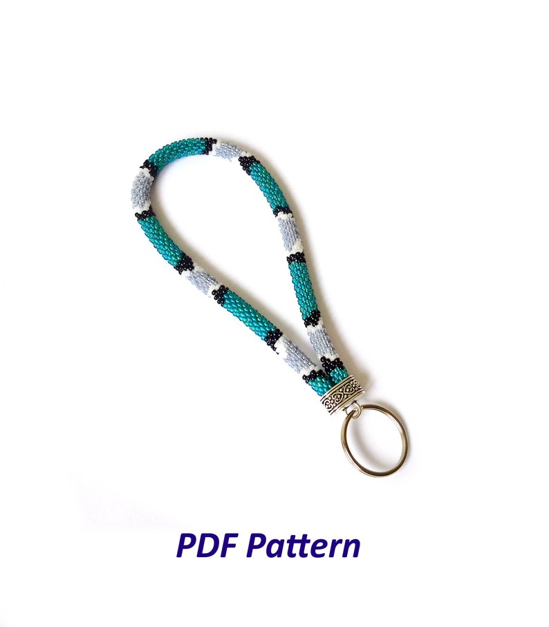 PDF Pattern Turquoise Snake Bead Crochet Wristlet Keychain, DIY Crafts ...