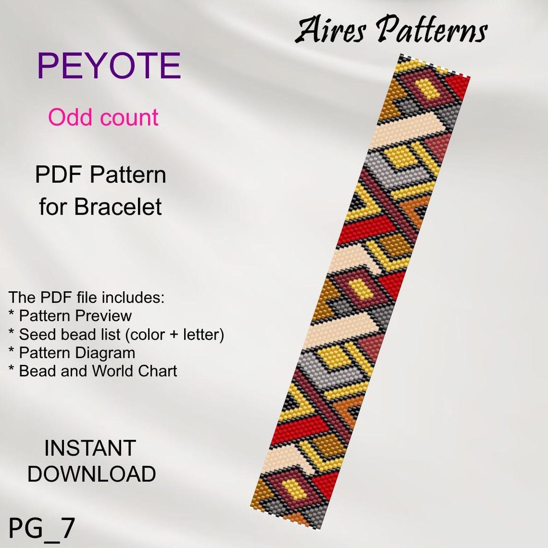Peyote Geometric PDF Pattern for Bracelet, Odd Count, Beading Instant ...