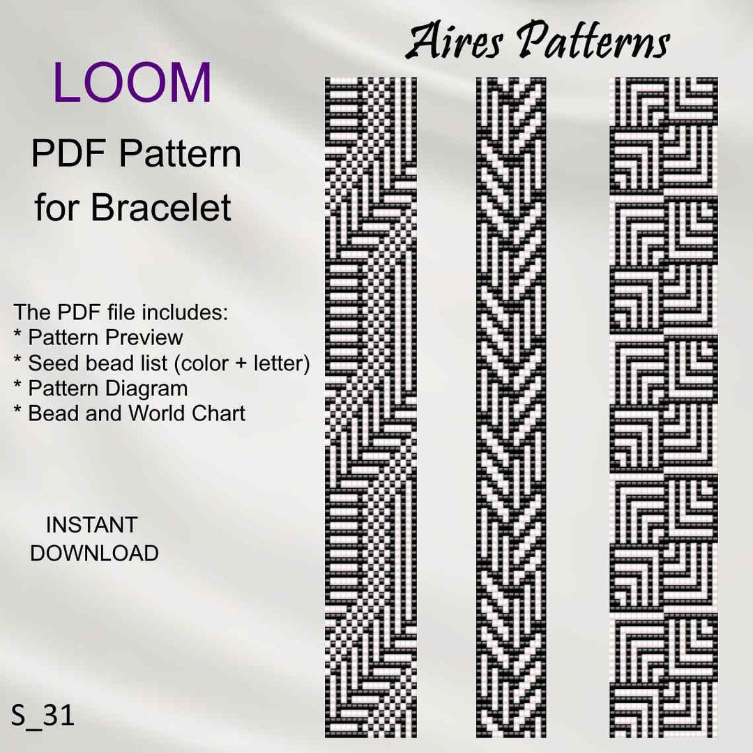 Set of 3, PDF Geometric Graphic Design Bead Loom Bracelet Patterns ...
