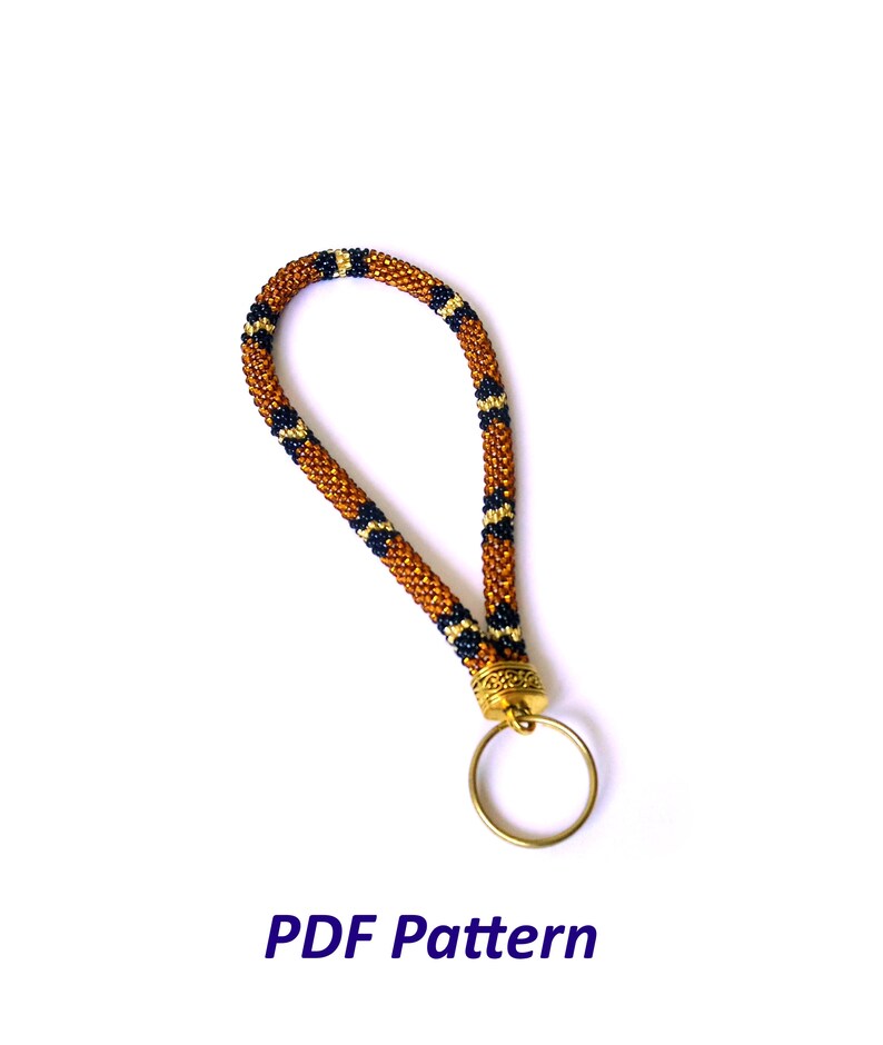 PDF Pattern Bronze Snake Bead Crochet Wristlet Keychain, DIY Crafts ...