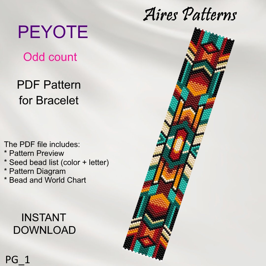 PEYOTE Geometric PDF Pattern for Bracelet, Odd Count, Beading Instant ...