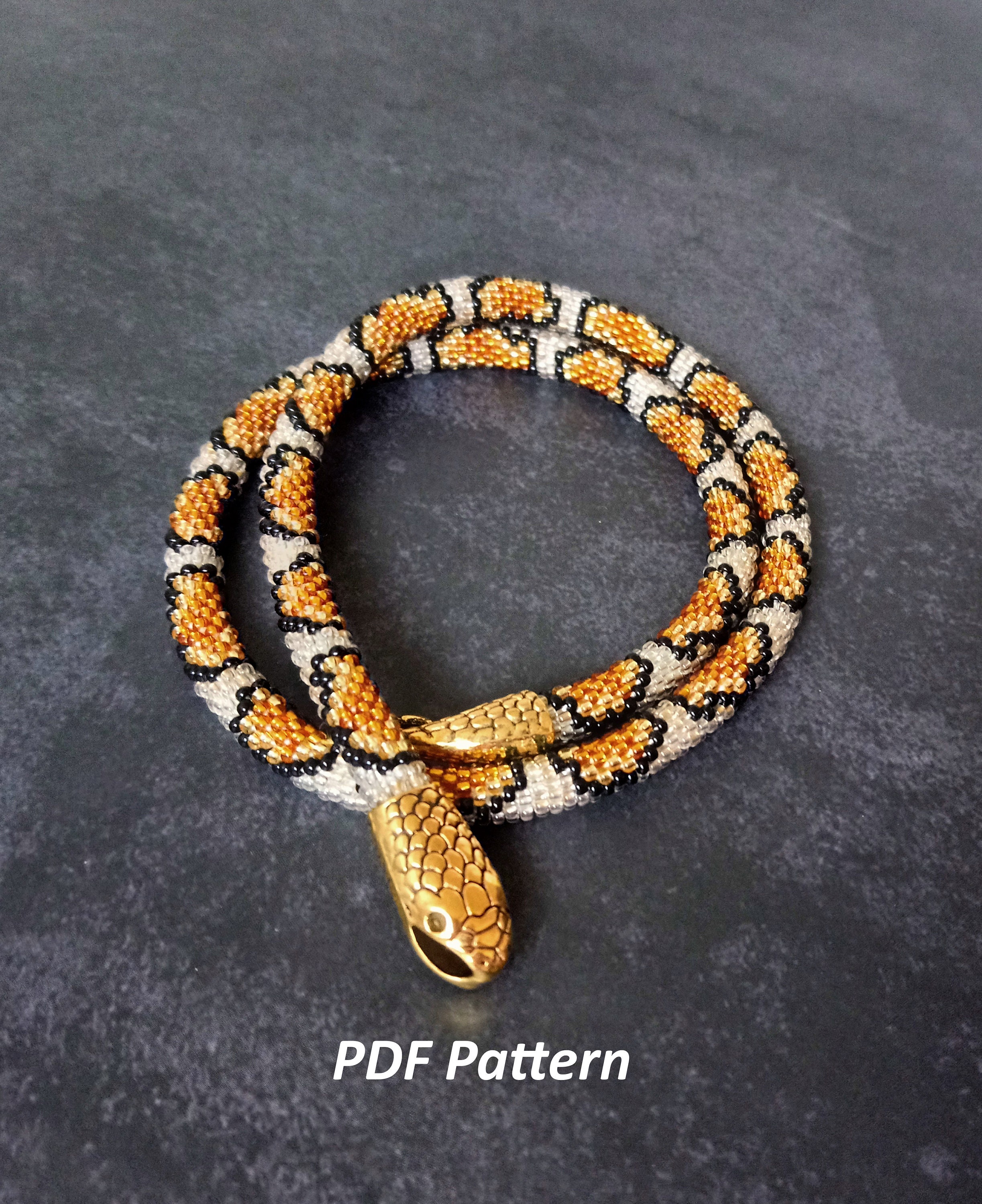 PDF Pattern Snake Necklace, Bead Crochet Pattern Beadwork Necklace ...