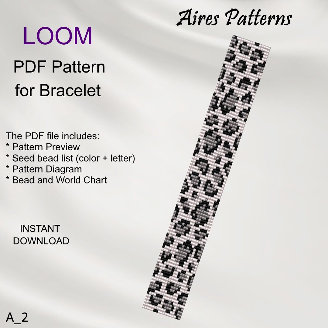 Snow Leopard Loom Bead Pattern, Animal Print Miyuki Delica Bracelet PDF ...