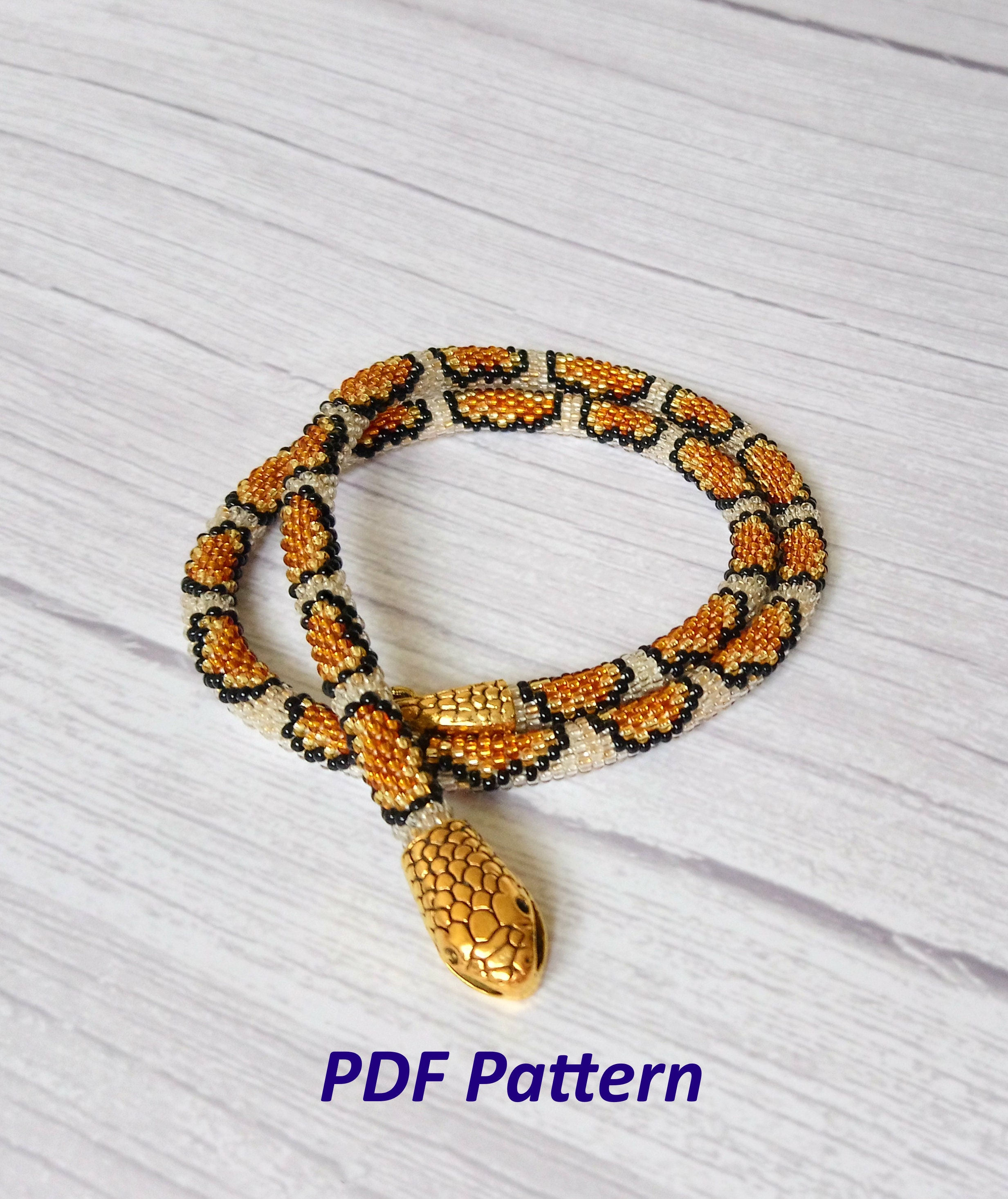 PDF Pattern Snake Necklace, Bead Crochet Pattern Beadwork Necklace ...