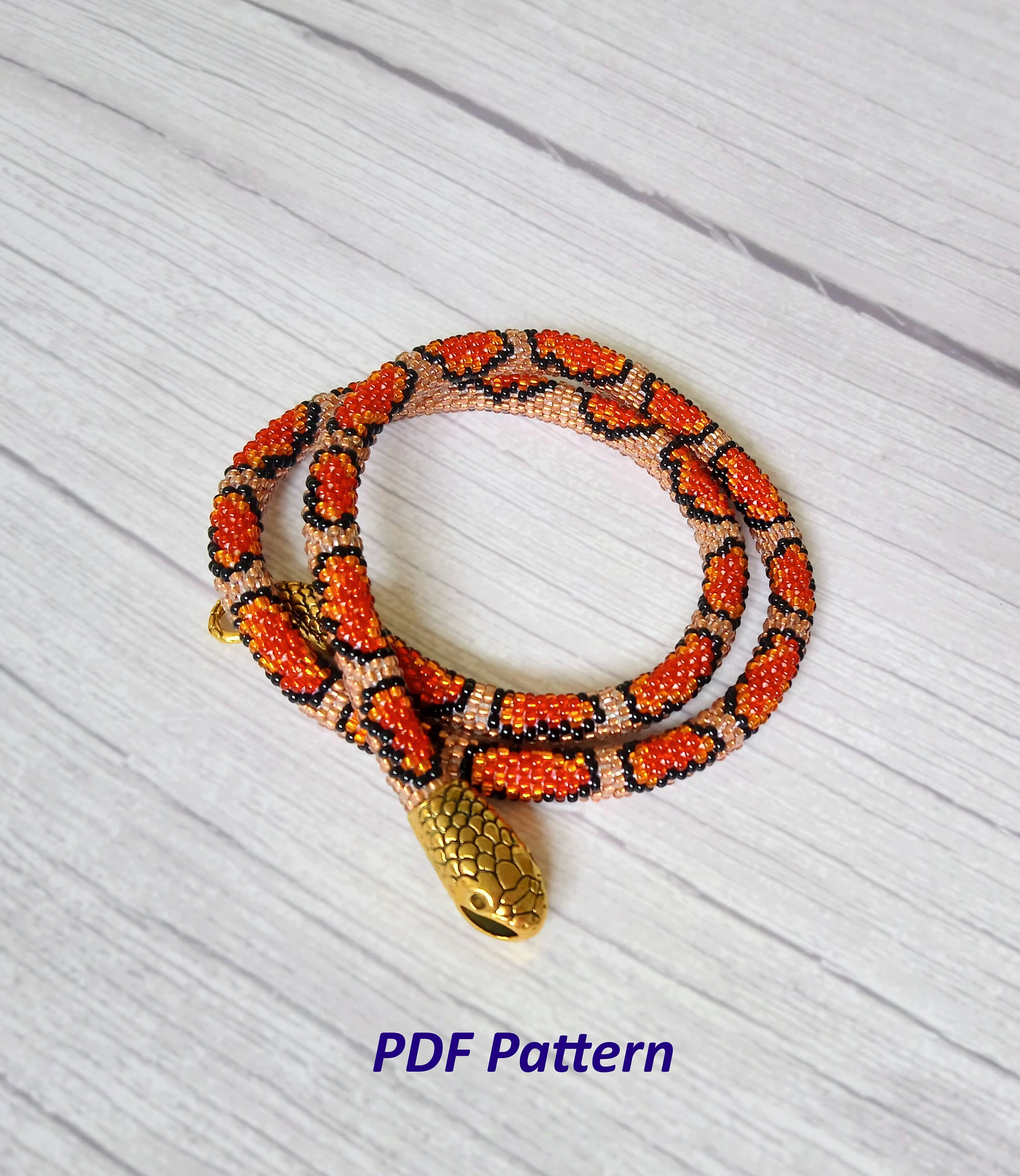 PDF Pattern Snake Necklace Bead Crochet Pattern Beadwork - Etsy
