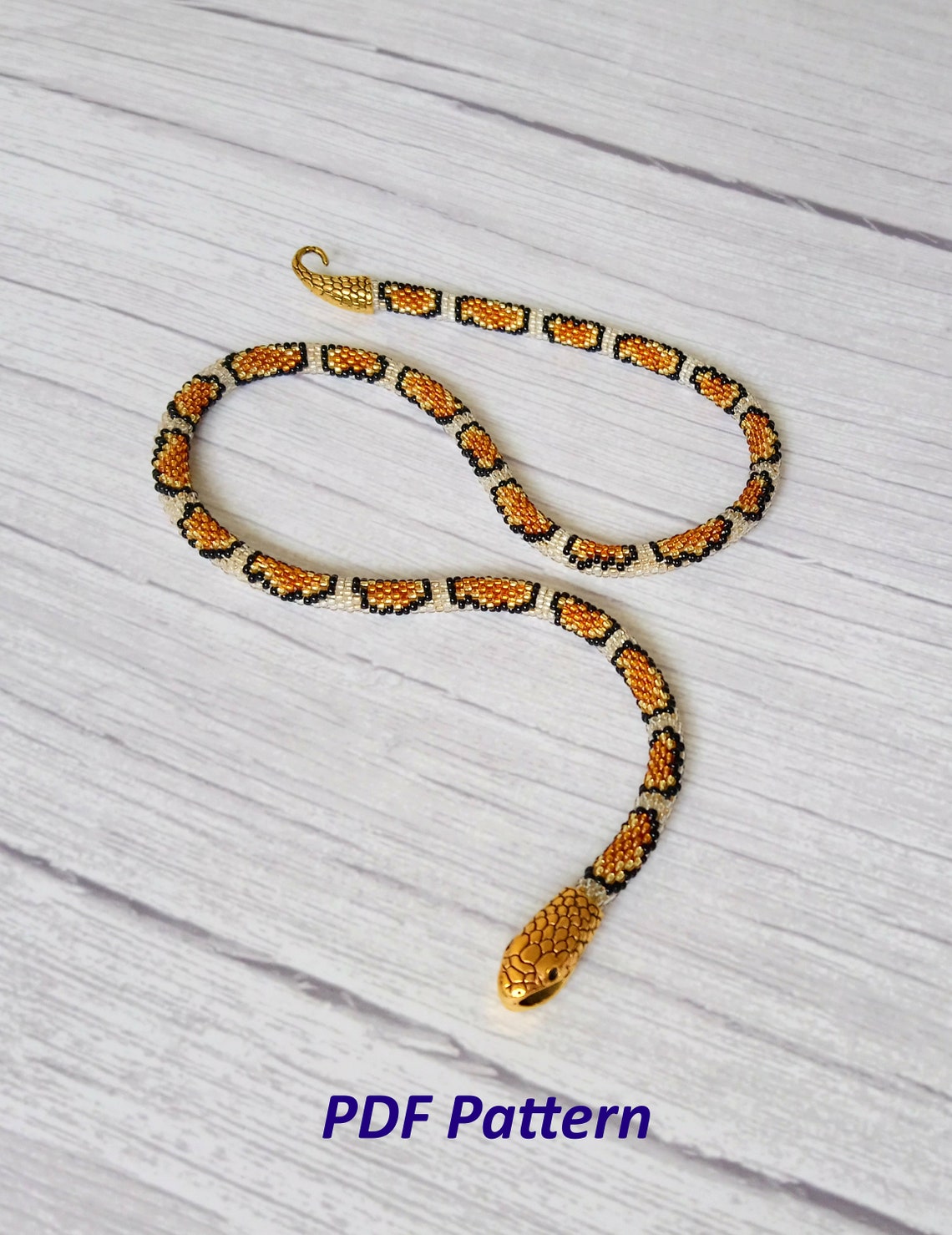 PDF Pattern Snake Necklace, Bead Crochet Pattern Beadwork Necklace ...
