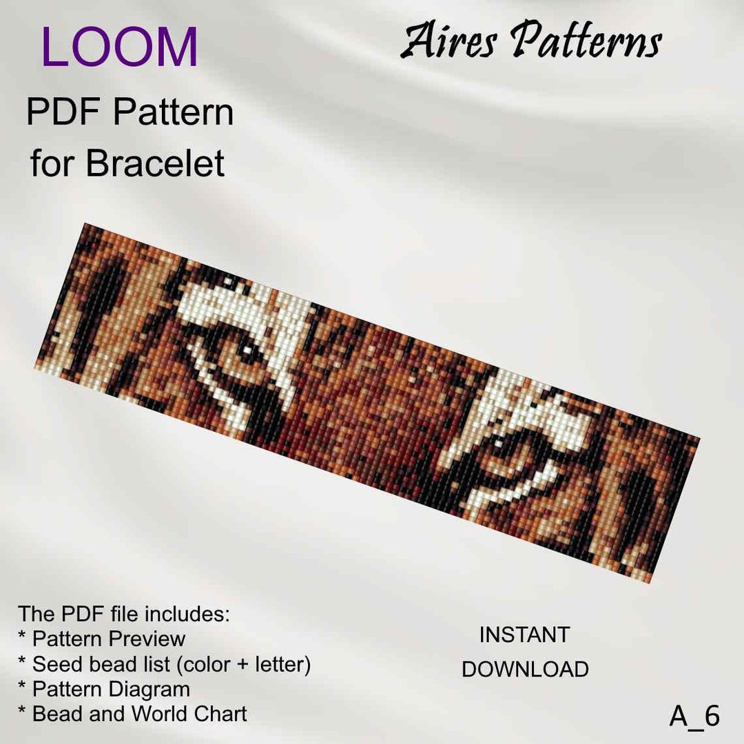 Tiger Eyes LOOM Bracelet Pattern: Miyuki Delica Animal Print (PDF ...