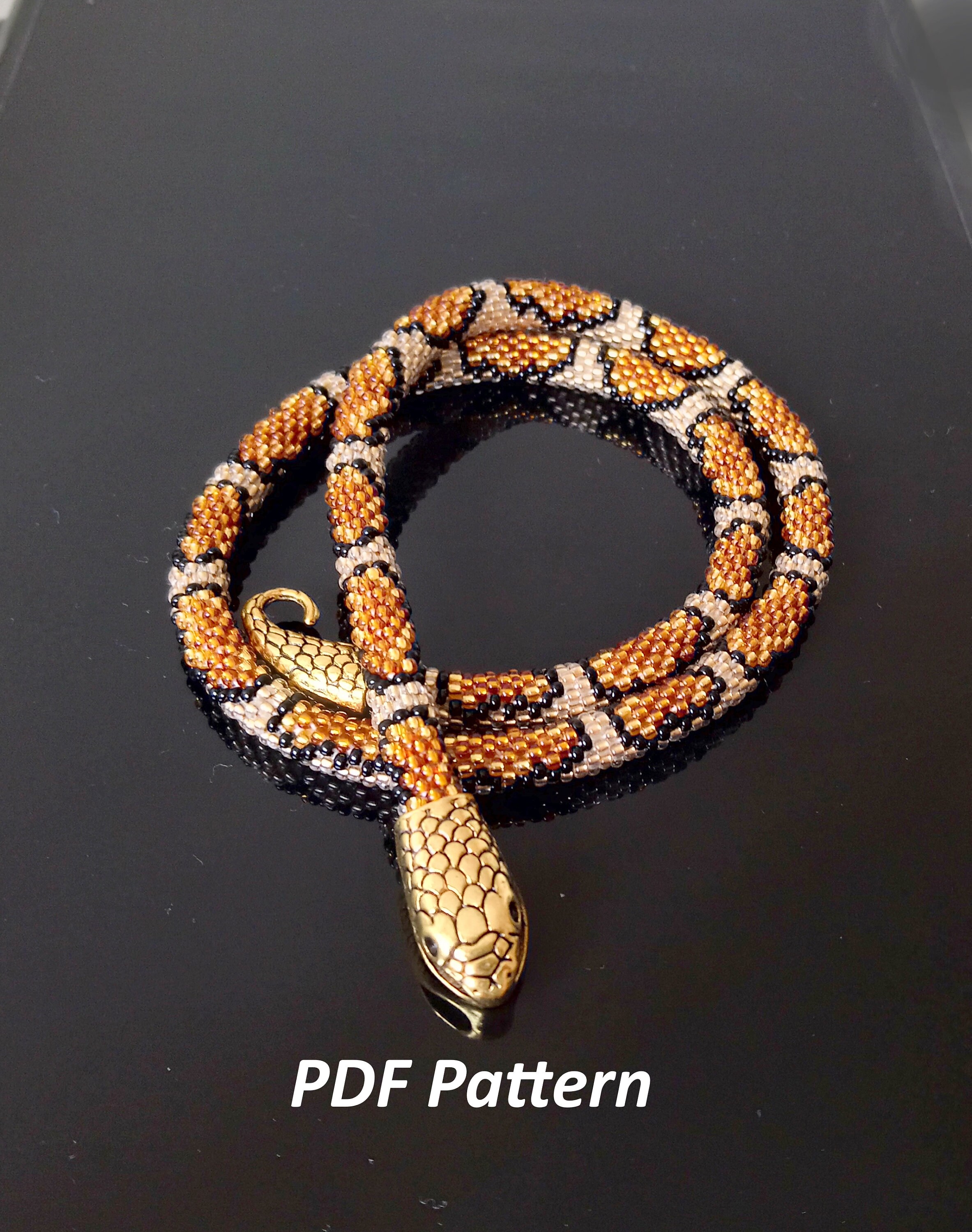 PDF Pattern Snake Necklace, Bead Crochet Pattern Beadwork Necklace ...