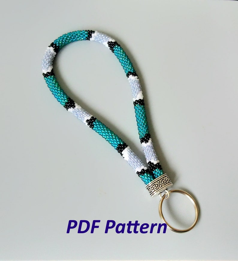 PDF Pattern Turquoise Snake Bead Crochet Wristlet Keychain, DIY Crafts ...