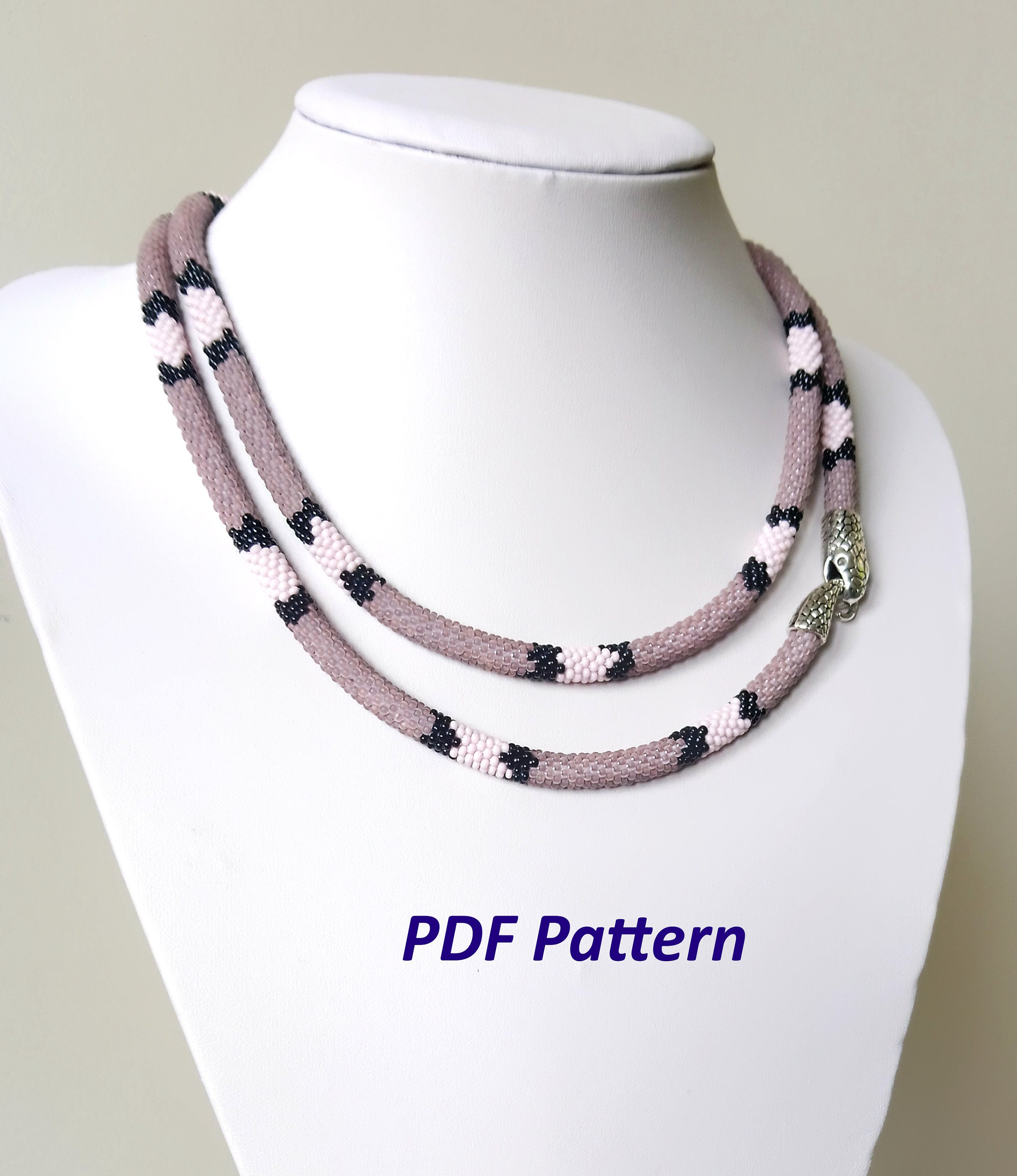 PDF Pattern Frosted Beige Snake Necklace, Bead Crochet Pattern Beadwork ...
