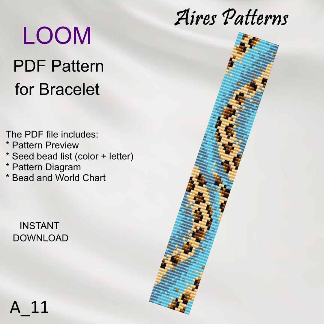Leopard Loom Bead Pattern, Animal Print Miyuki Delica Bracelet, PDF ...