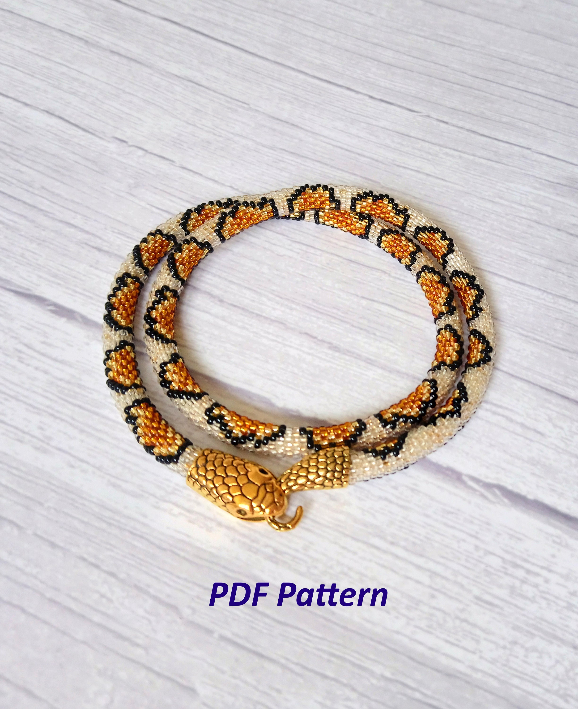 PDF Pattern Snake Necklace, Bead Crochet Pattern Beadwork Necklace ...