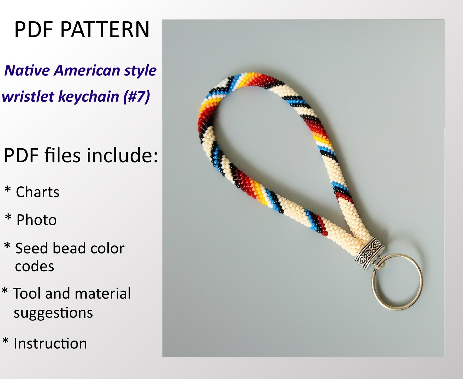 Beaded CROCHET Wristlet Keychain Pattern: Native American Style (PDF ...