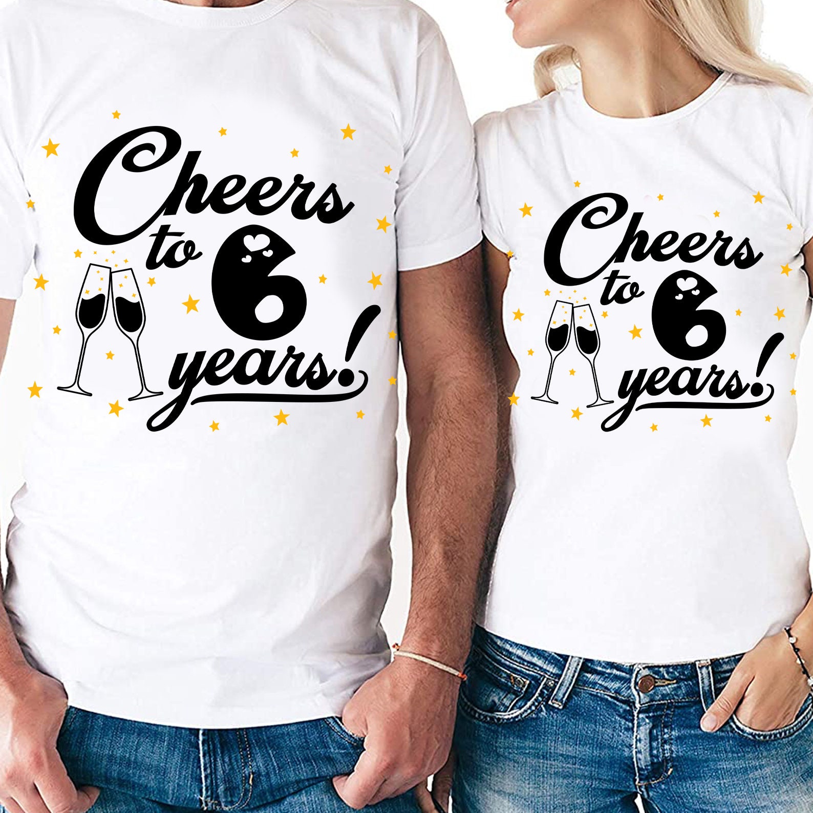 Cheers to 6 Years Couples Set Cut Files Cricut Silhouette - Etsy