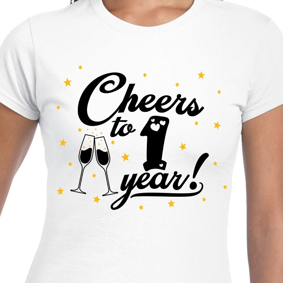 Cheers to 1 Year Couples Set Cut Files Cricut Silhouette Cameo Svg Cut ...