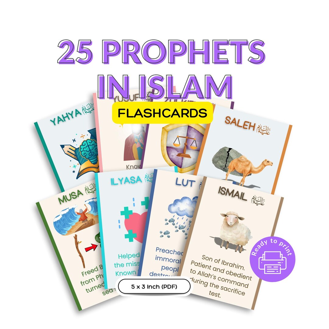 25 Prophets of Islam Flashcards: Islamic Learning for Muslim Kids ...