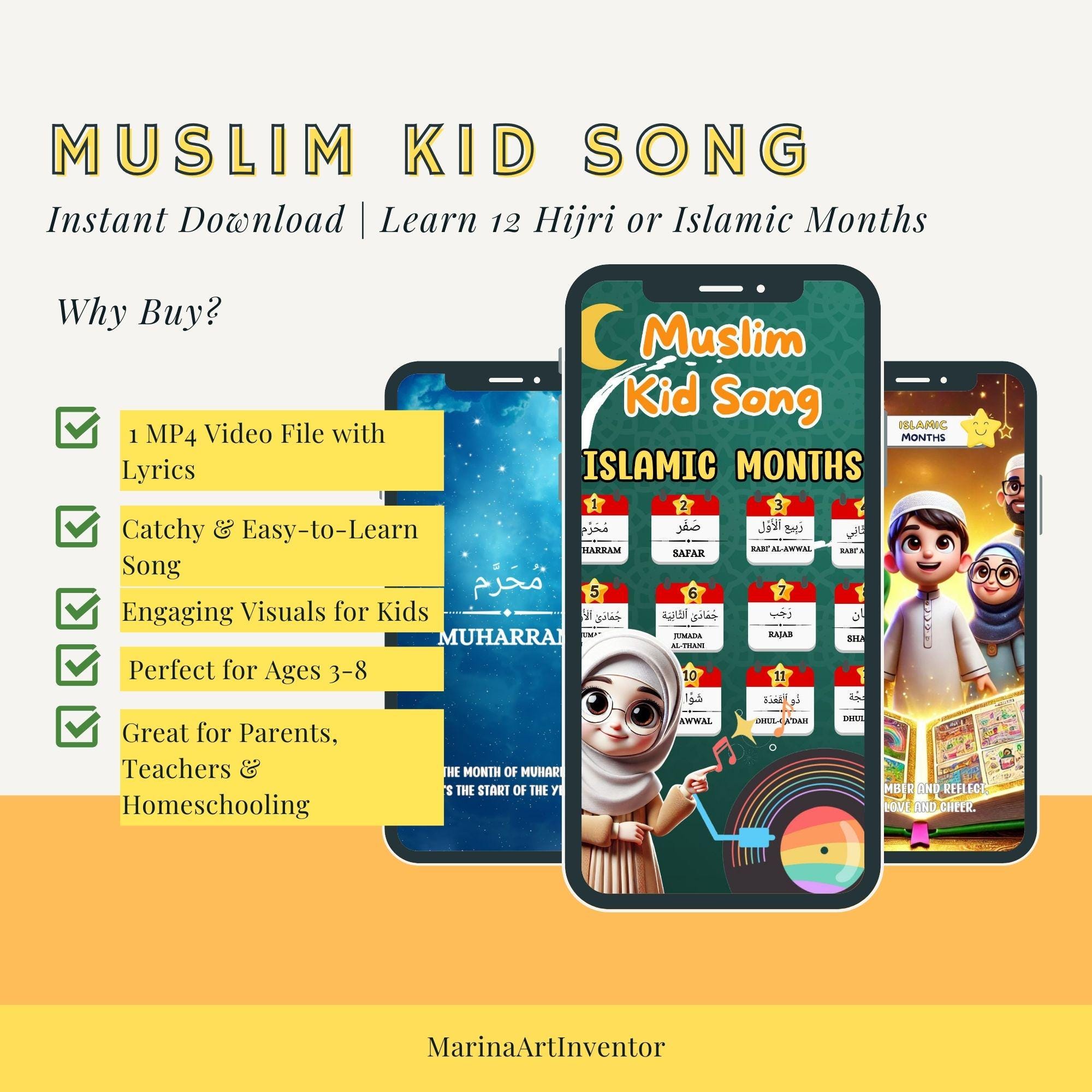 Nursery Rhymes With Lyrics for Muslim Kids | Preschool Songs | Learn 12 ...