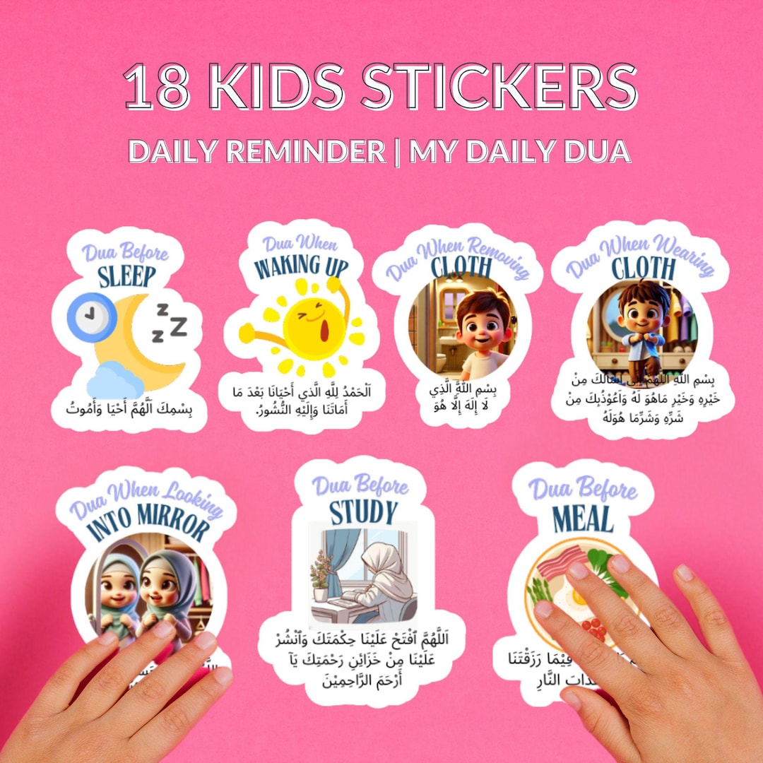 Kids Stickers Daily Reminder Islamic Dua From Morning Dua Until ...