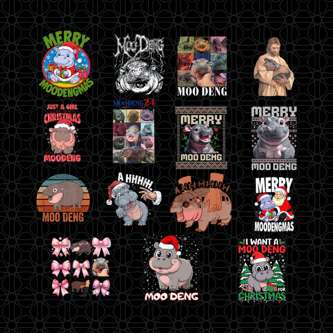 16 Moo Deng Boo Bundle Png, Cute Graphic Png Bundle, Cute Moo Deng Png ...