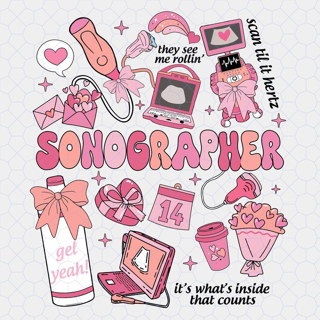 Groovy Medical Sonographer Valentine Png, Retro Diagnostic, ER Nurse ...