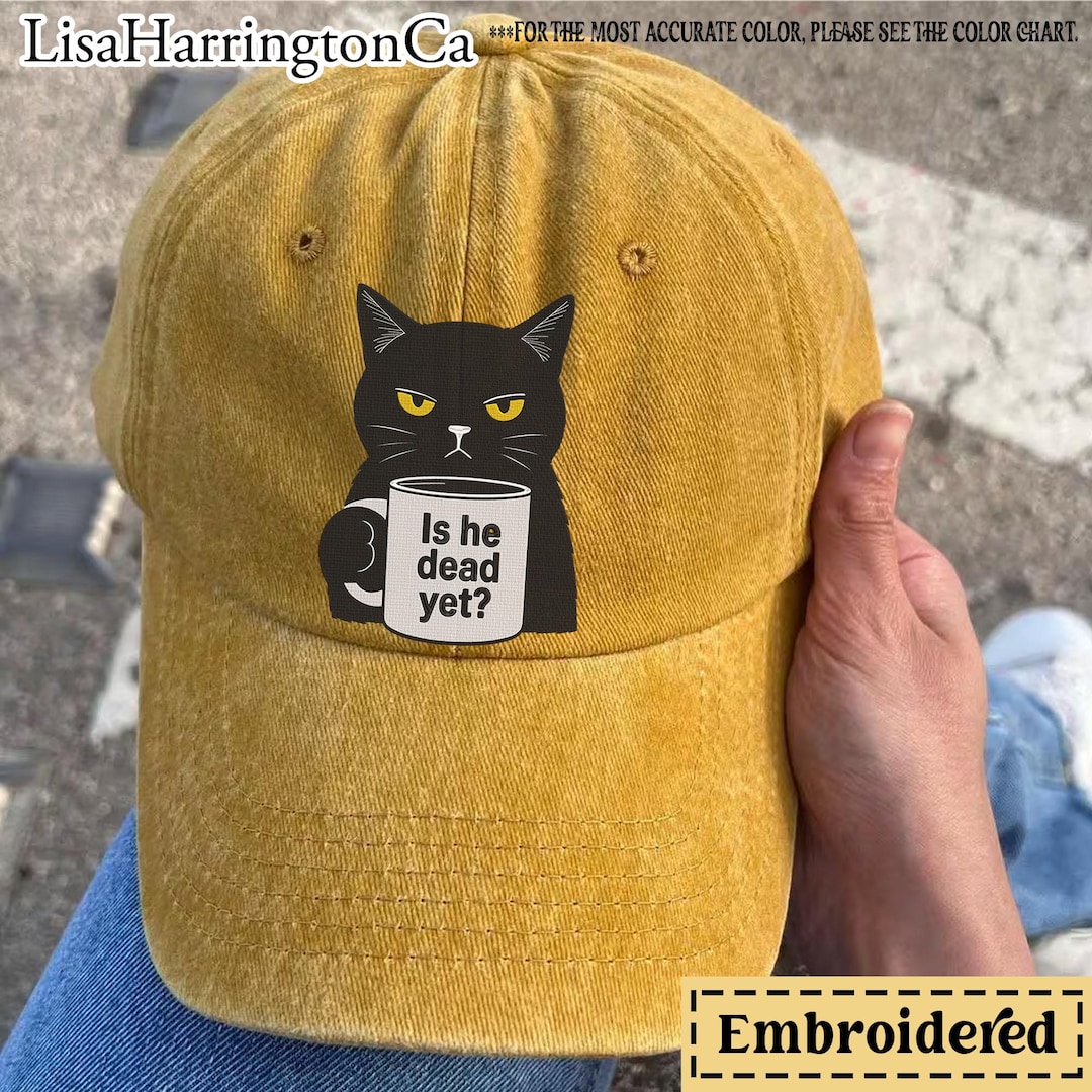 Cat Lover Anti Trump Anti Fascism Hat, Embroidered is He Dead yet Cat ...