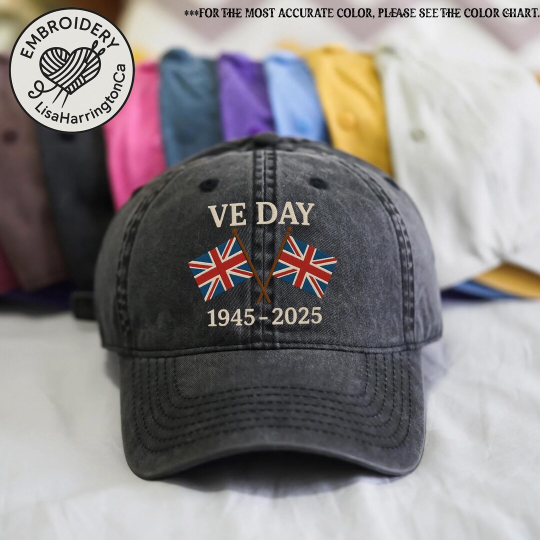 Embroidered VE Day 80th Anniversary Cap, Embroidered Honoring the ...