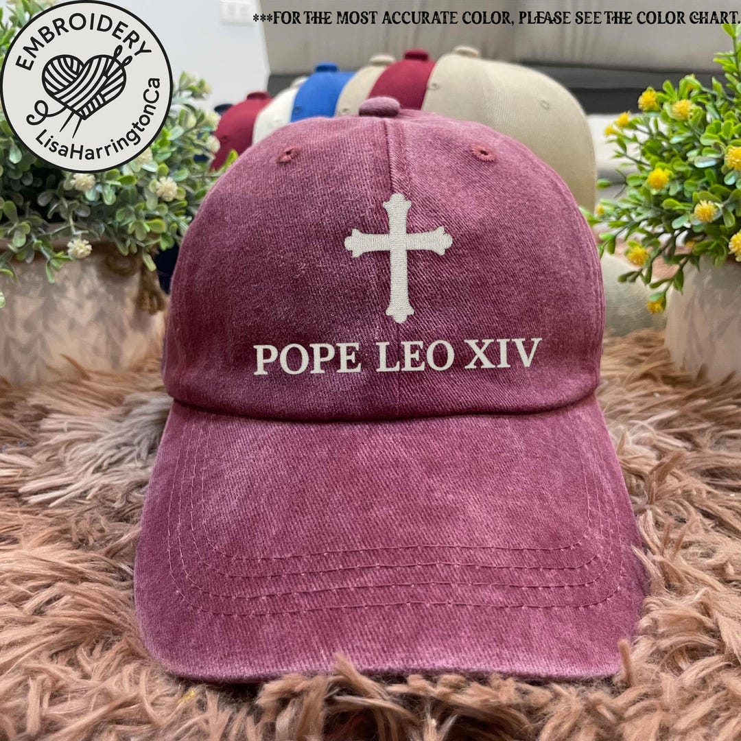 Embroidered Pope Leo XIV Washed Hat, Vatican Catholic Hat, Christian ...
