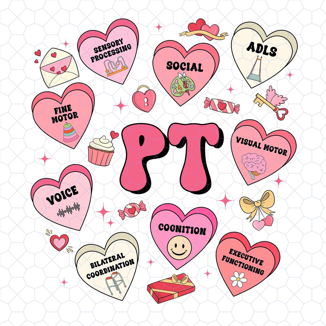 Candy Heart PT Valentine Png, Physical Therapy PNG, Valentine Physical ...