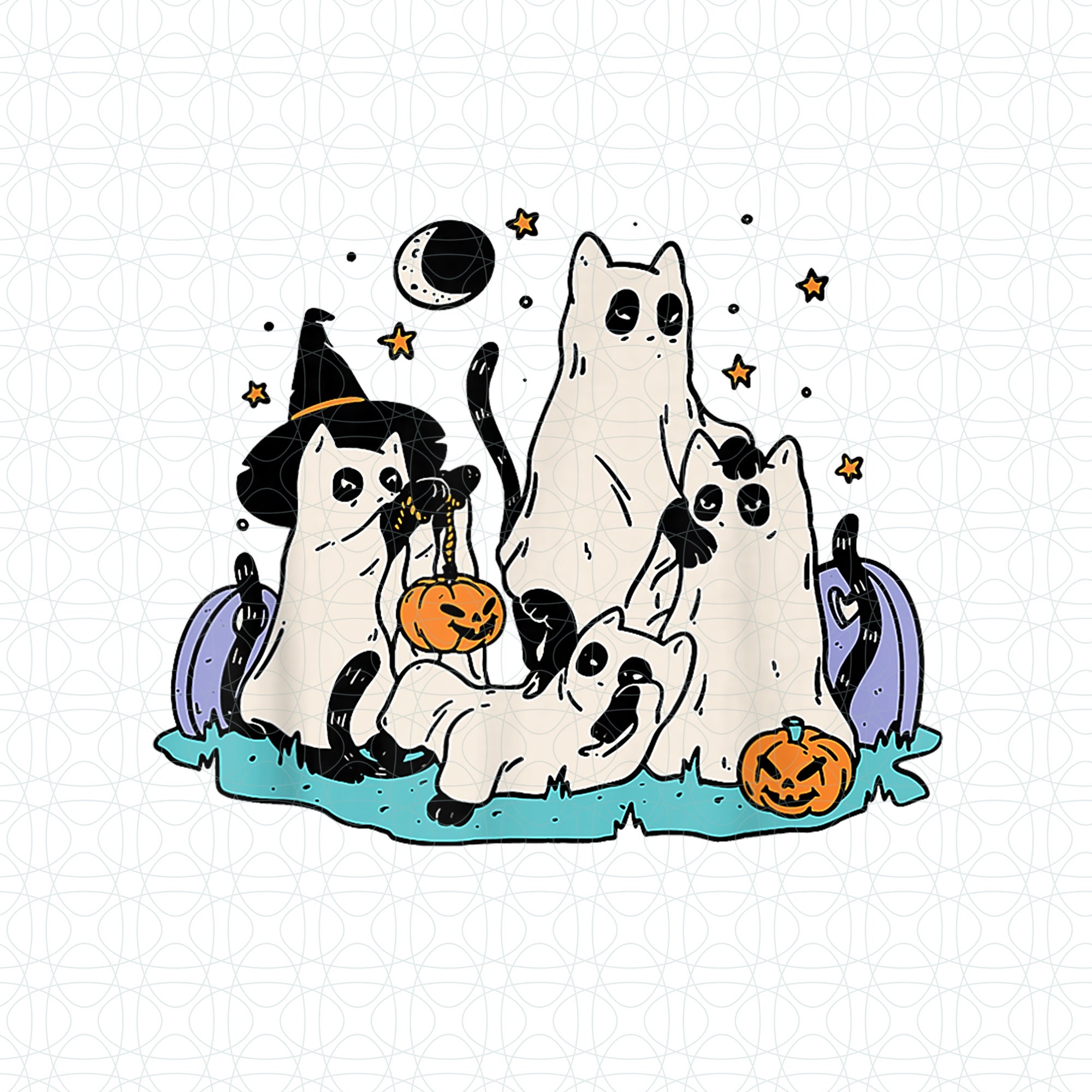 Ghosts With Cat Png, Cute Halloween Ghosts Png, Cat Lover Ghost Png ...