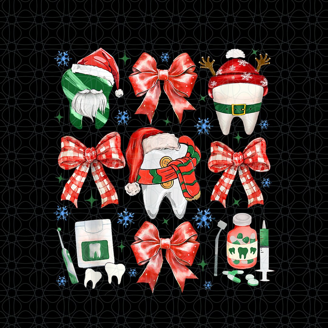 Coquette Christmas Bow Png, Funny Christmas Teeth Png, Cute Christmas ...