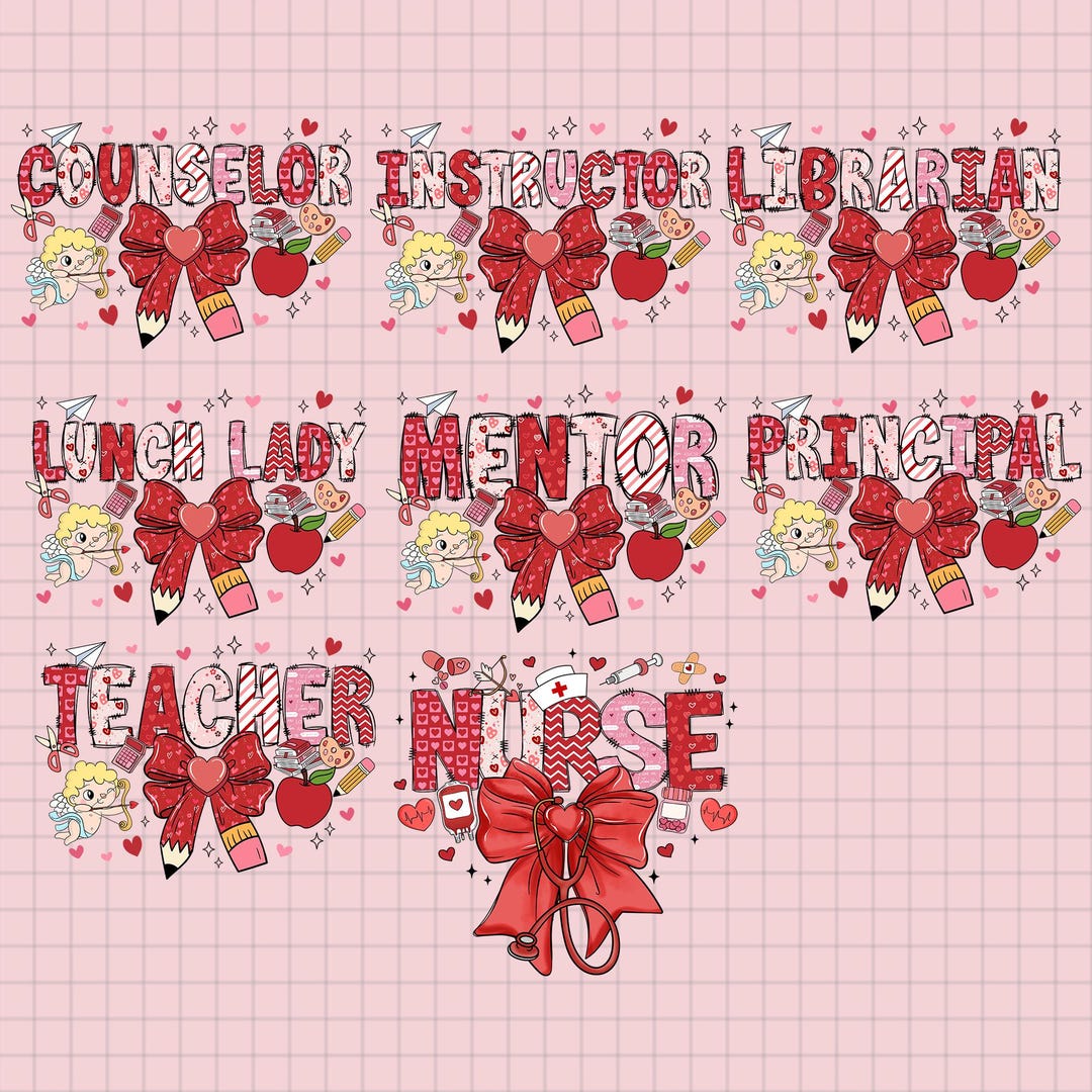 Nurse Valentine PNG Bundle, Coquette Bow Cupids Favorite Nurse Disco ...