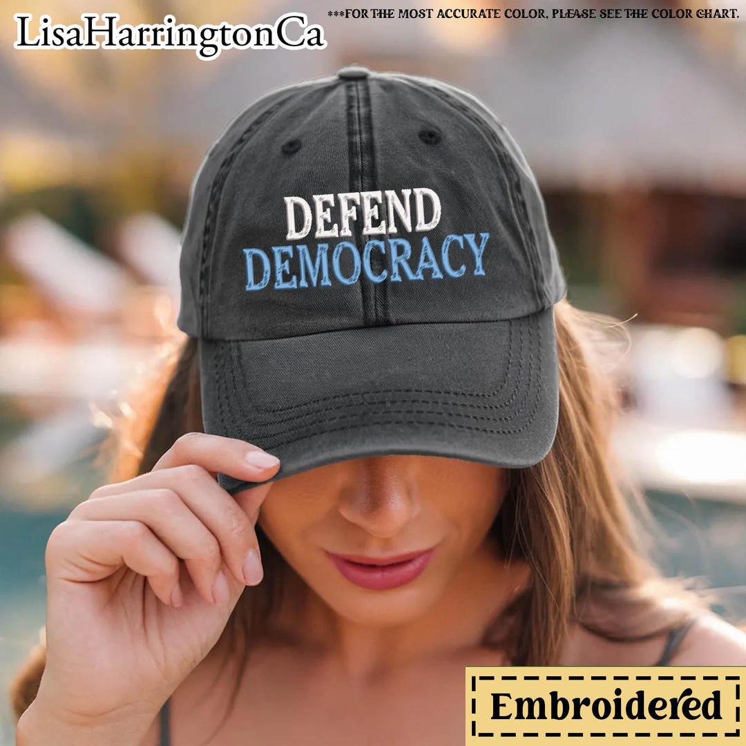Defend Democracy Embroidered Hat, Anti Trump Baseball Cap, Protest ...