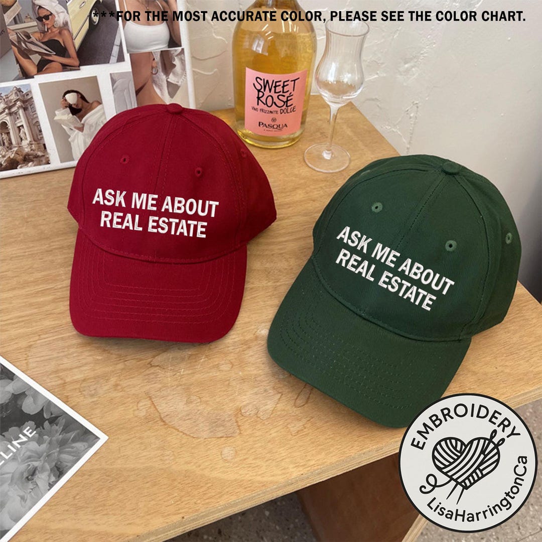 Embroidered Real Estate Hat, Ask Me About Real Estate Hat, Real Estate ...