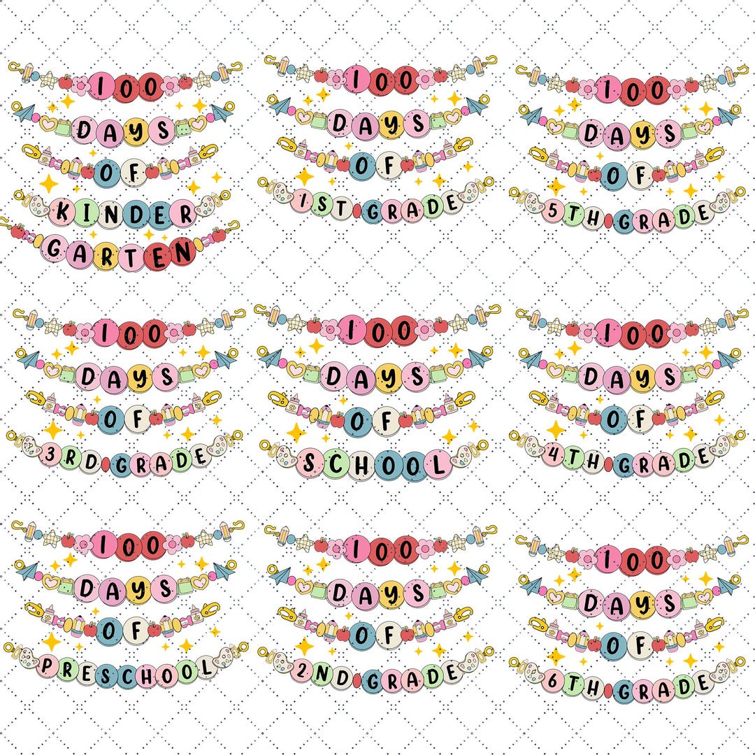 Little Girl 100 Days of School Png, Cute 100 Days of School Friendship ...