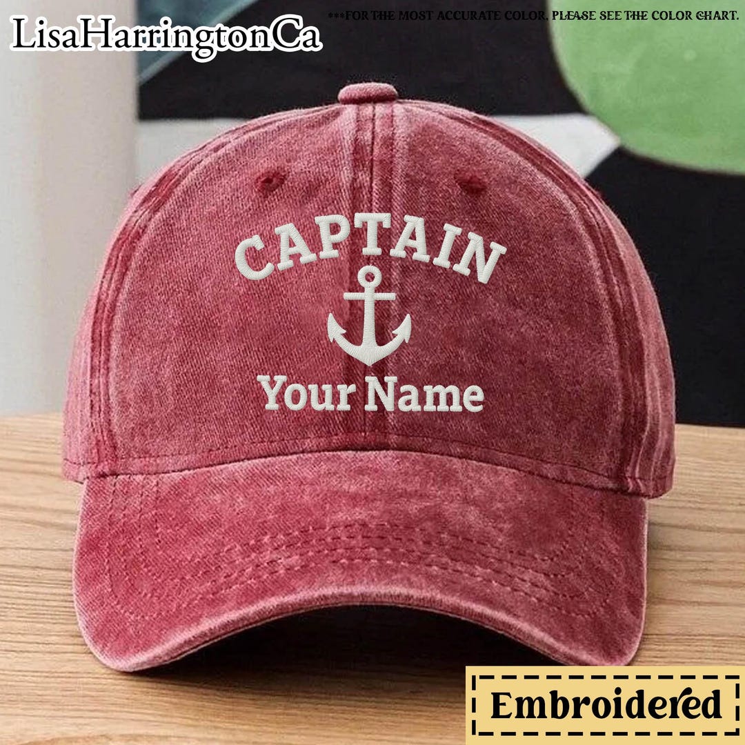 Custom Captain Cap, Embroidered Hat, Women's Anchor Hat, Captain Anchor ...