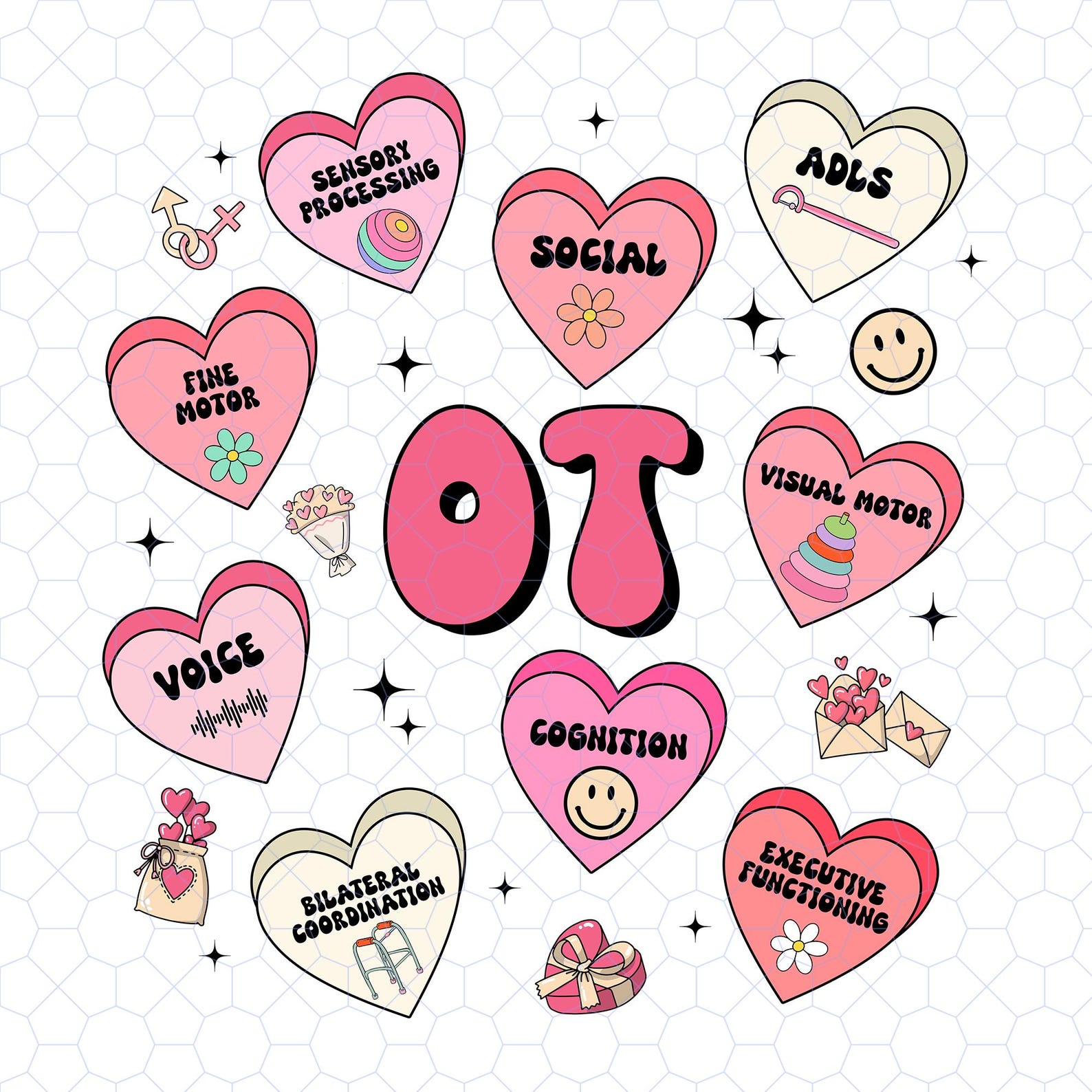 OT Candy Heart Valentine Png, Occupational Therapy Png, Occupational ...